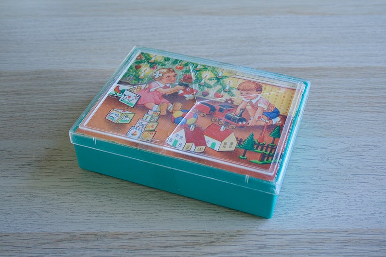 1950's Kid's Puzzle Building Blocks With 6 Different Pictures, Vintage ...