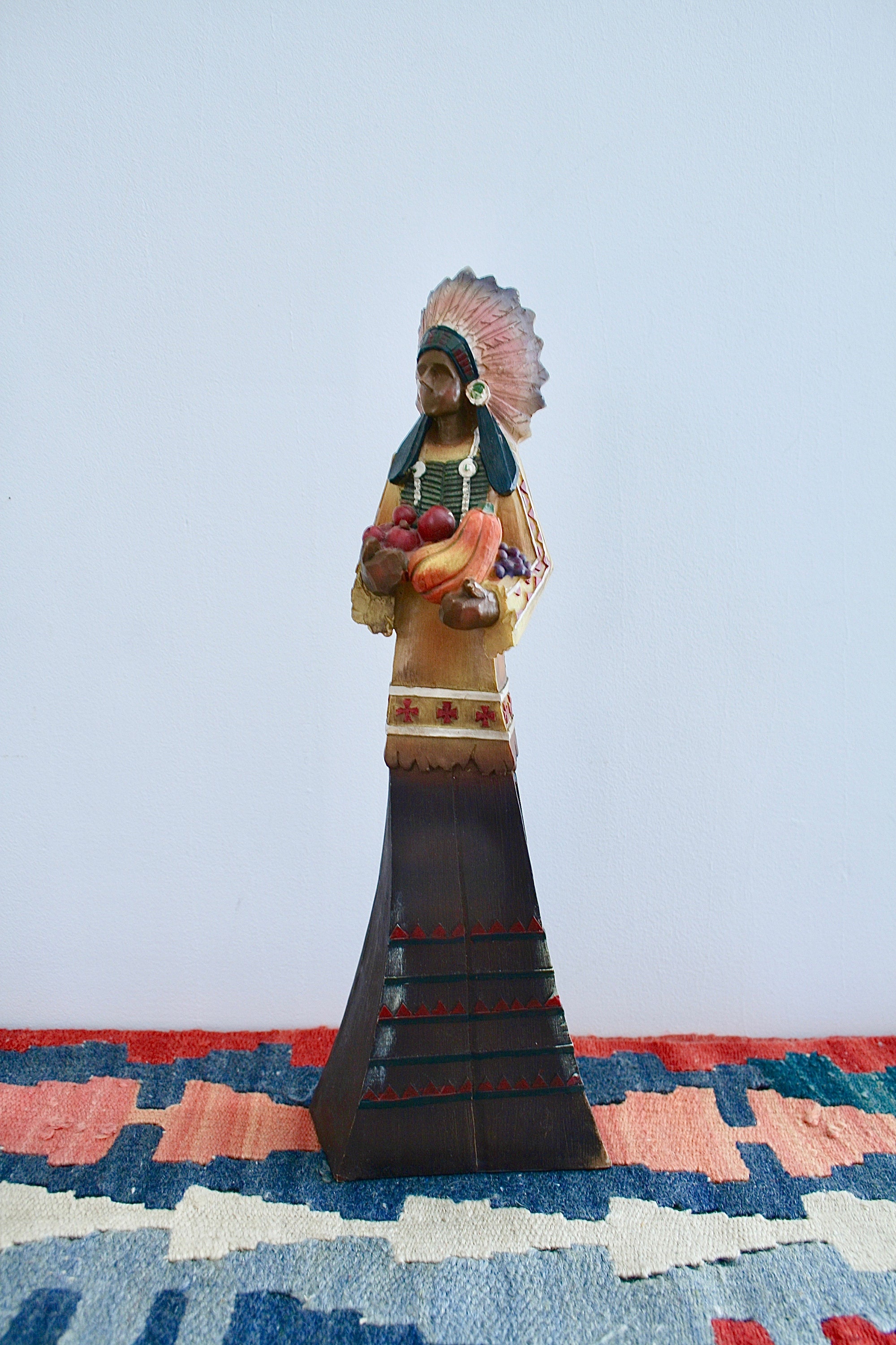 Native American Indian Hand Carved Wooden Statue, Figurine of American ...