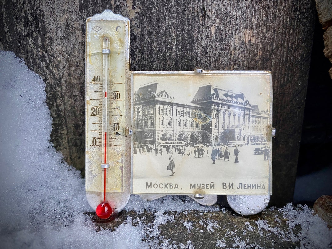 Antique Soviet Desk Thermometer, Vintage Small Metal Table Thermometer ...