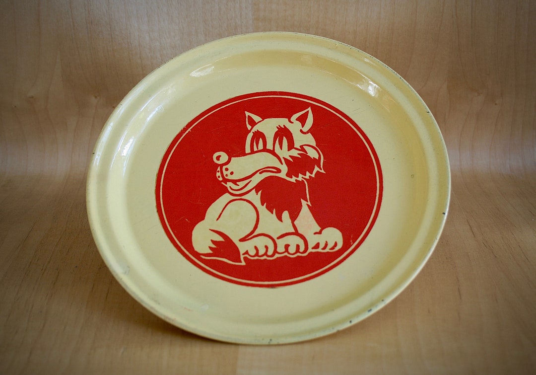 1960's Children's Soviet Metal Plate With Wolf, Vintage Kid's Metal ...