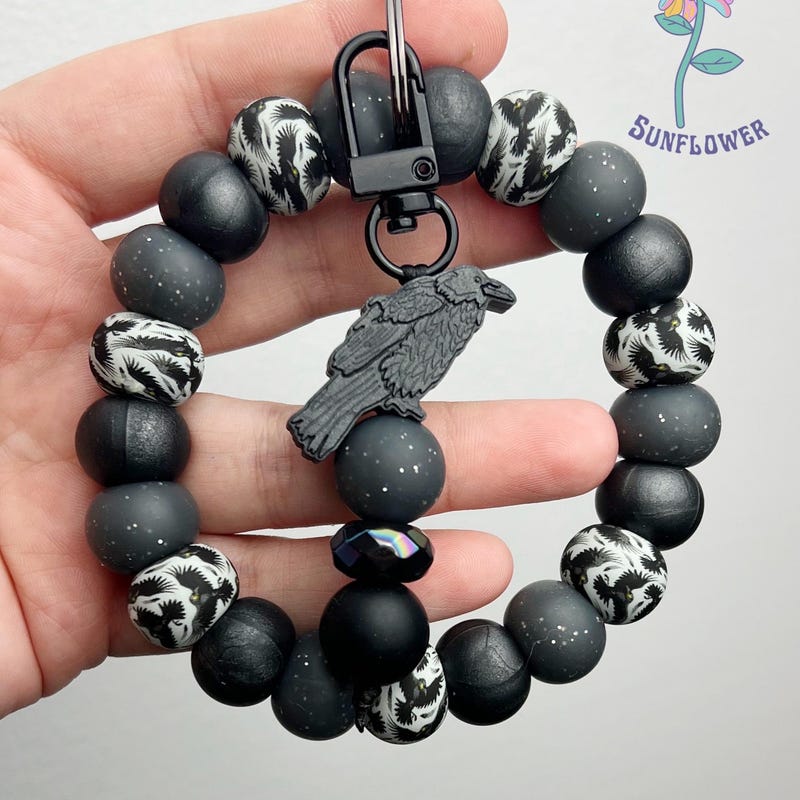 Raven Wristlet Keychains - Etsy