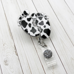 Cow Print Baby Feet Badge Reel | Postpartum Badge Reel | Maternity ...