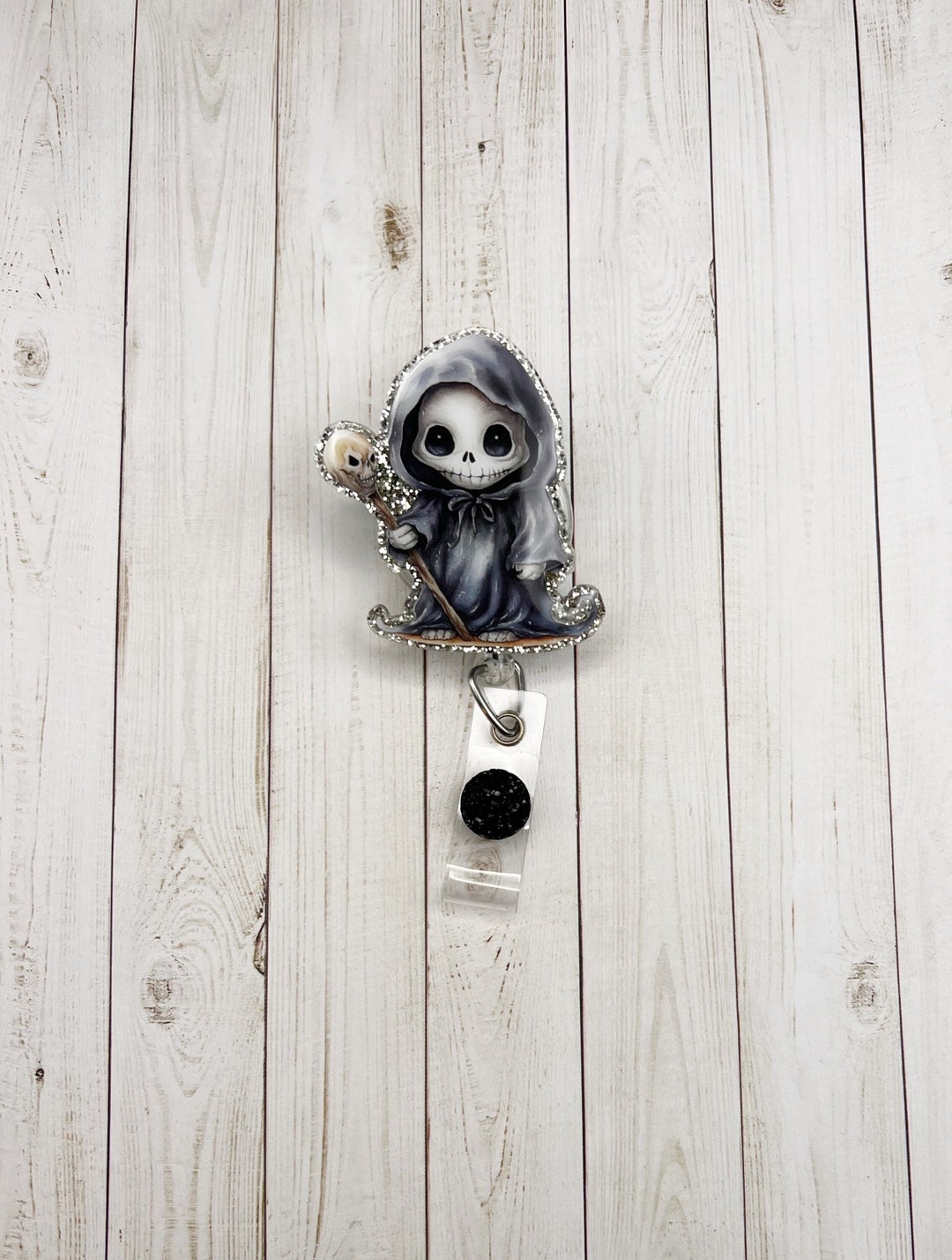 Creepy Grim Reaper Badge Reel | Halloween Badge Reel | Spooky Badge ...