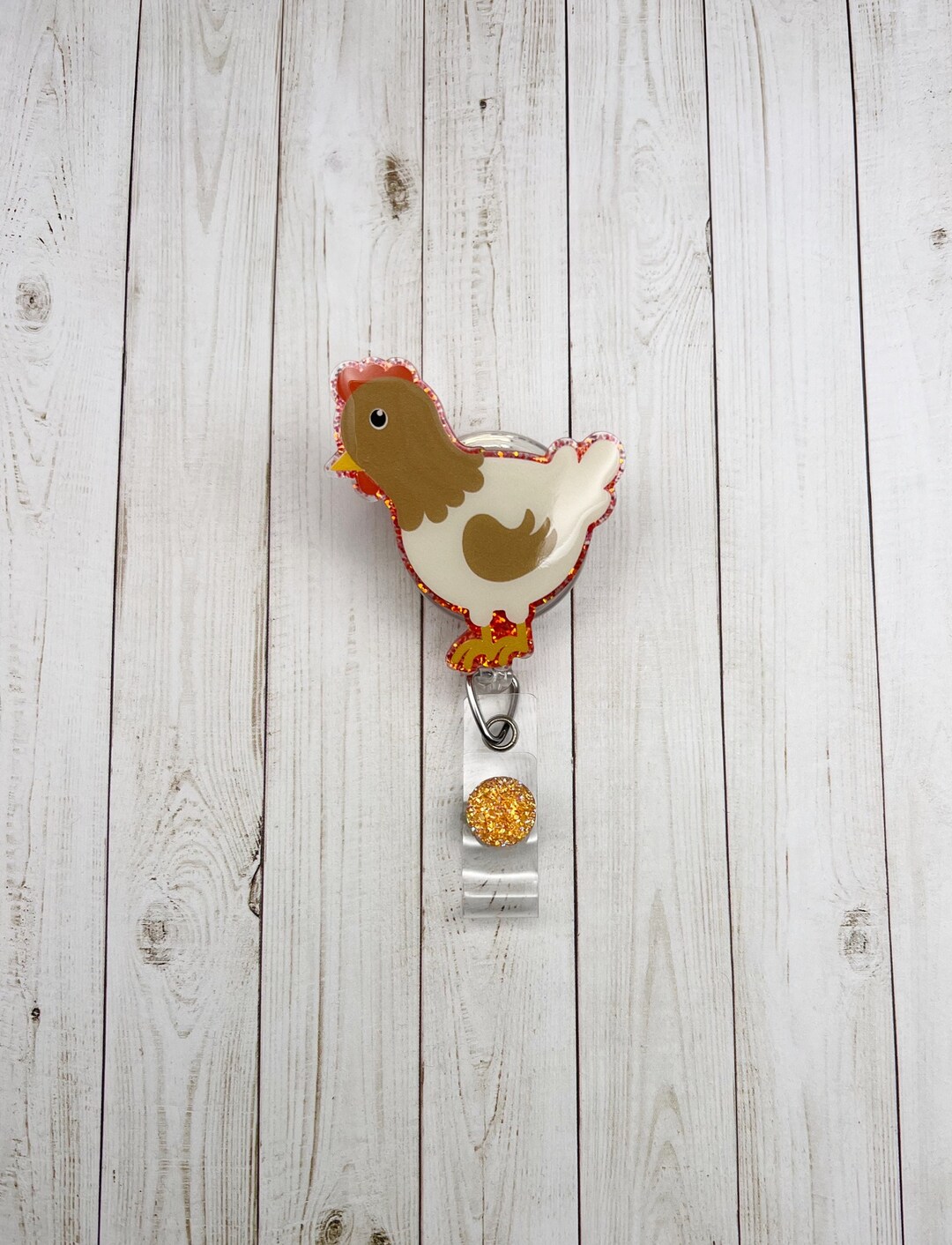 Brown Chicken Badge Reel | Cute Badge Reel | Farm Animal Badge Reel ...