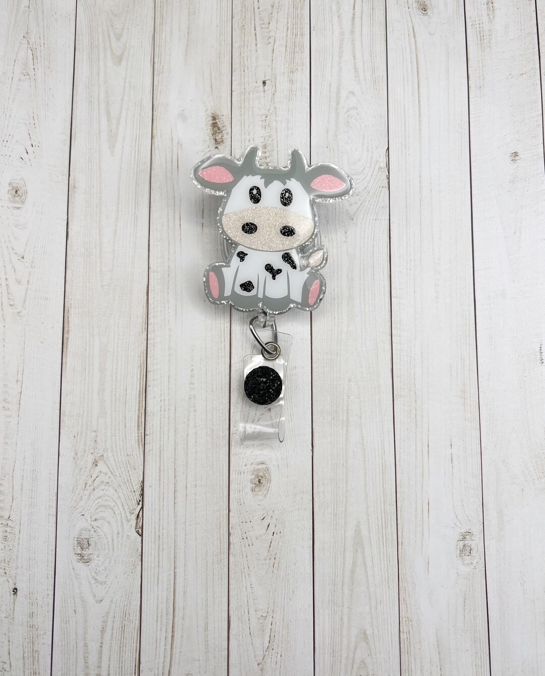 Cow Badge Reel | Cute Badge Reel | Farm Badge Reel | Glitter Badge Reel ...