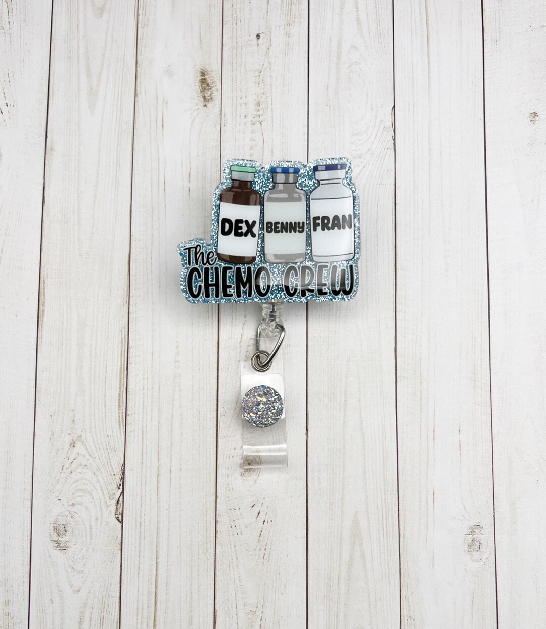 The Chemo Crew Badge Reel | Glitter Badge Reel | Oncology | ID Badge ...