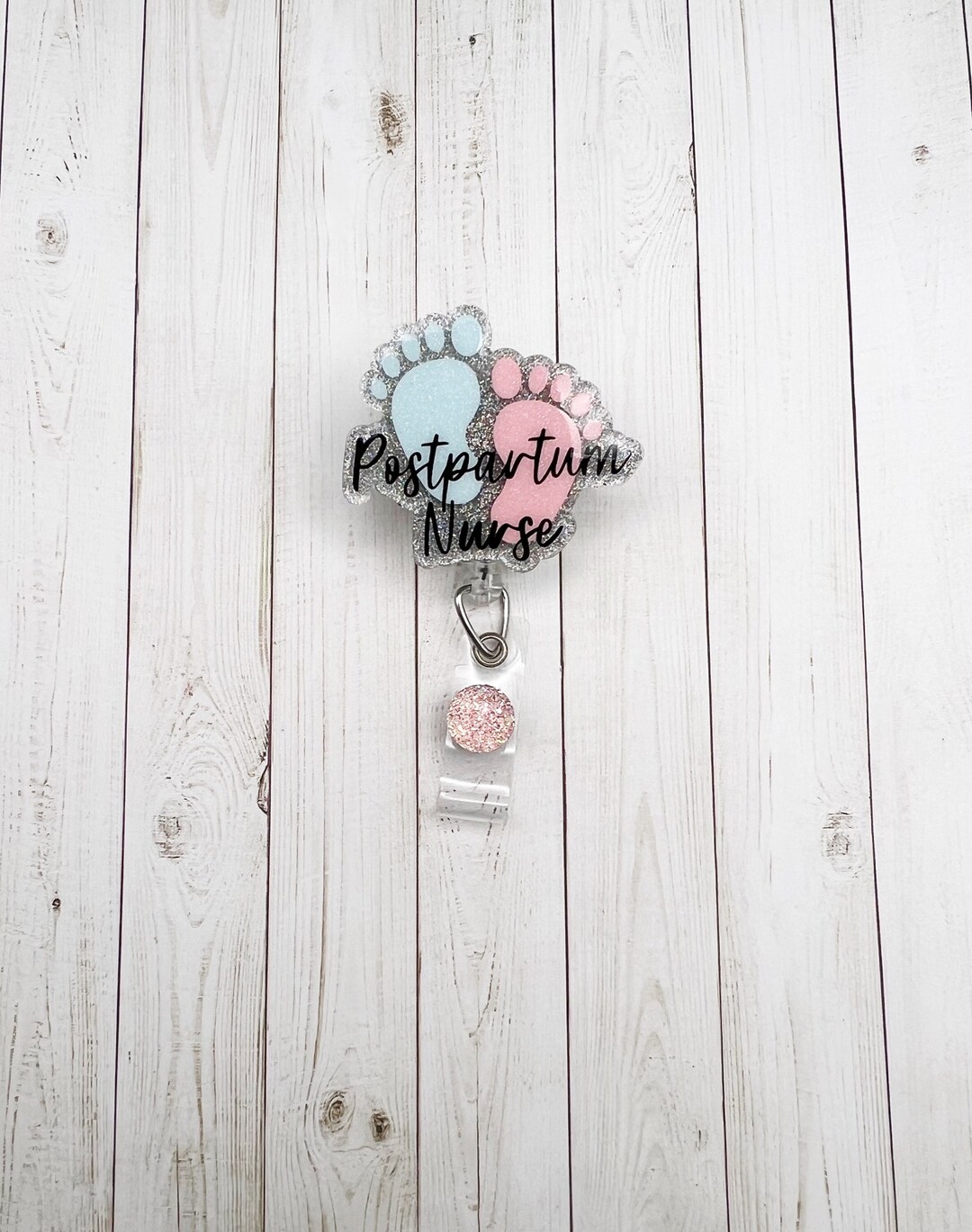 Postpartum Nurse Badge Reel | Baby Feet Badge Reel | Maternity | Mother ...