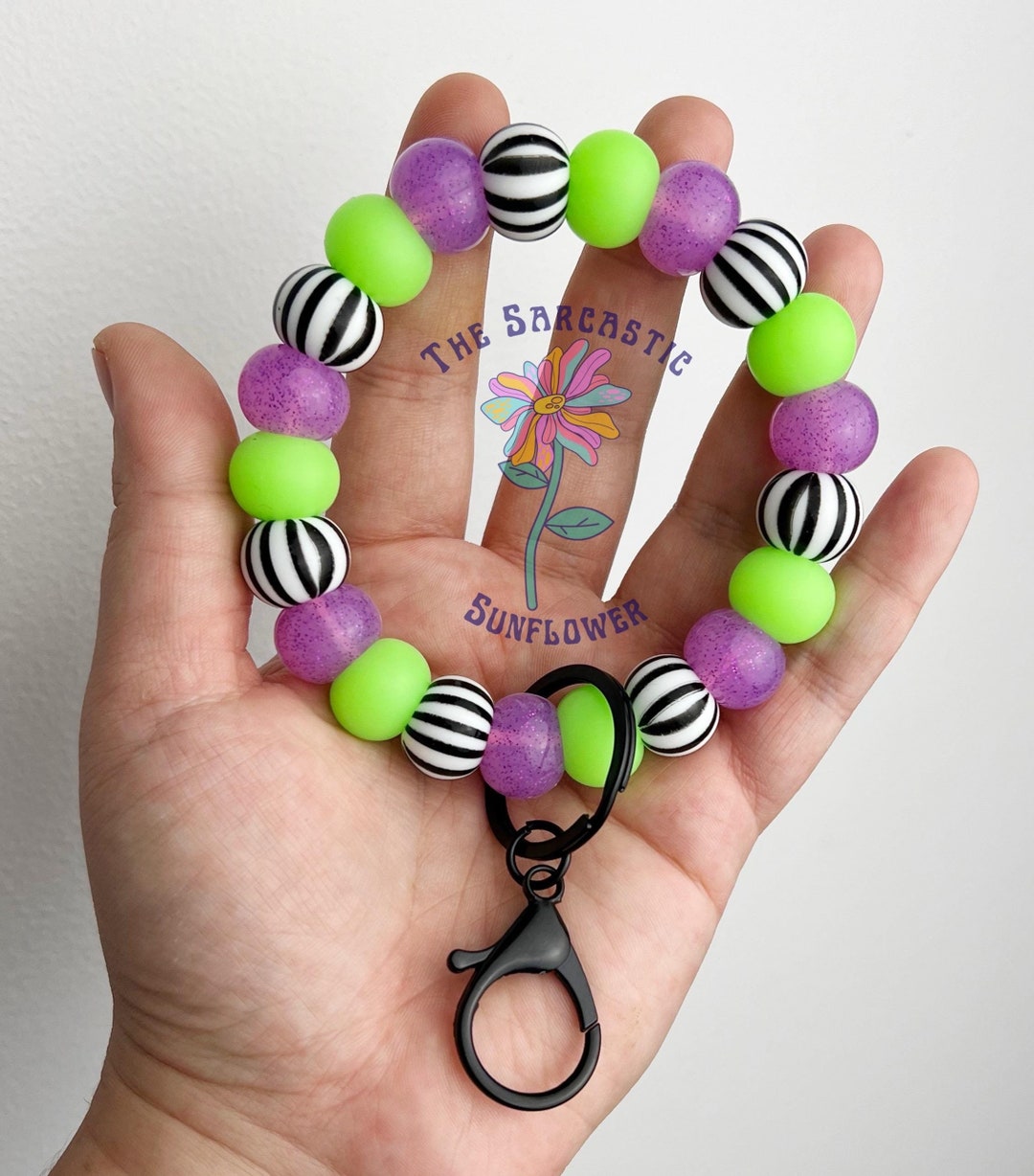 Beetle Glow Keychain Wristlet | Silicone Bead Wristlet | Bracelet ...