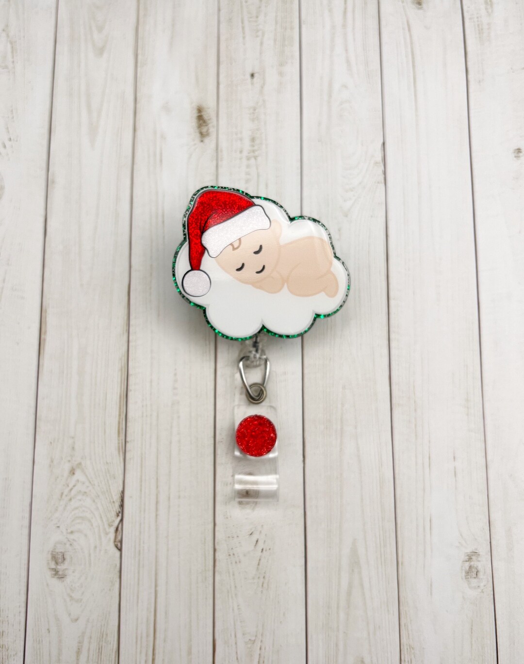 Sleeping Baby Santa Badge Reel | Postpartum Badge Reel | Maternity ...