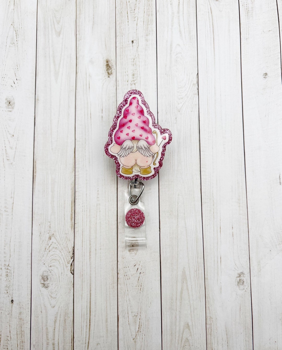 Cheeky Cupid Gnome Badge Reel | Cute Badge Reel | Glitter Badge Reel ...