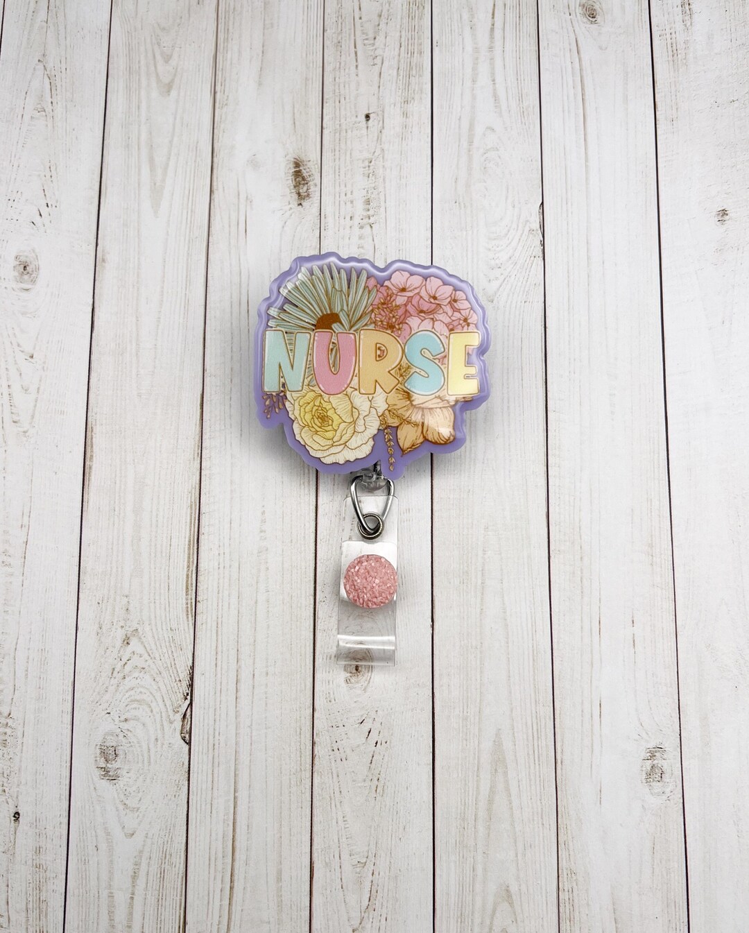 Nurse Floral Badge Reel | Spring Badge Reel | Pastel Badge Reel | Cute ...