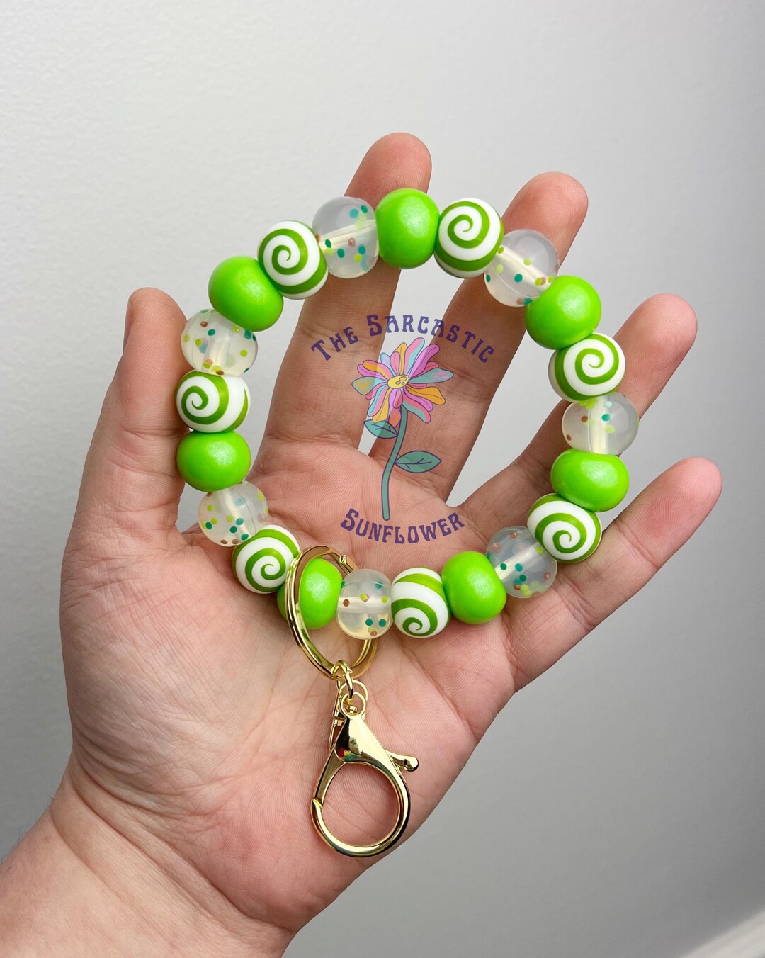 St. Patrick’s Day Confetti Keychain Wristlet | Silicone Bead Wristlet ...