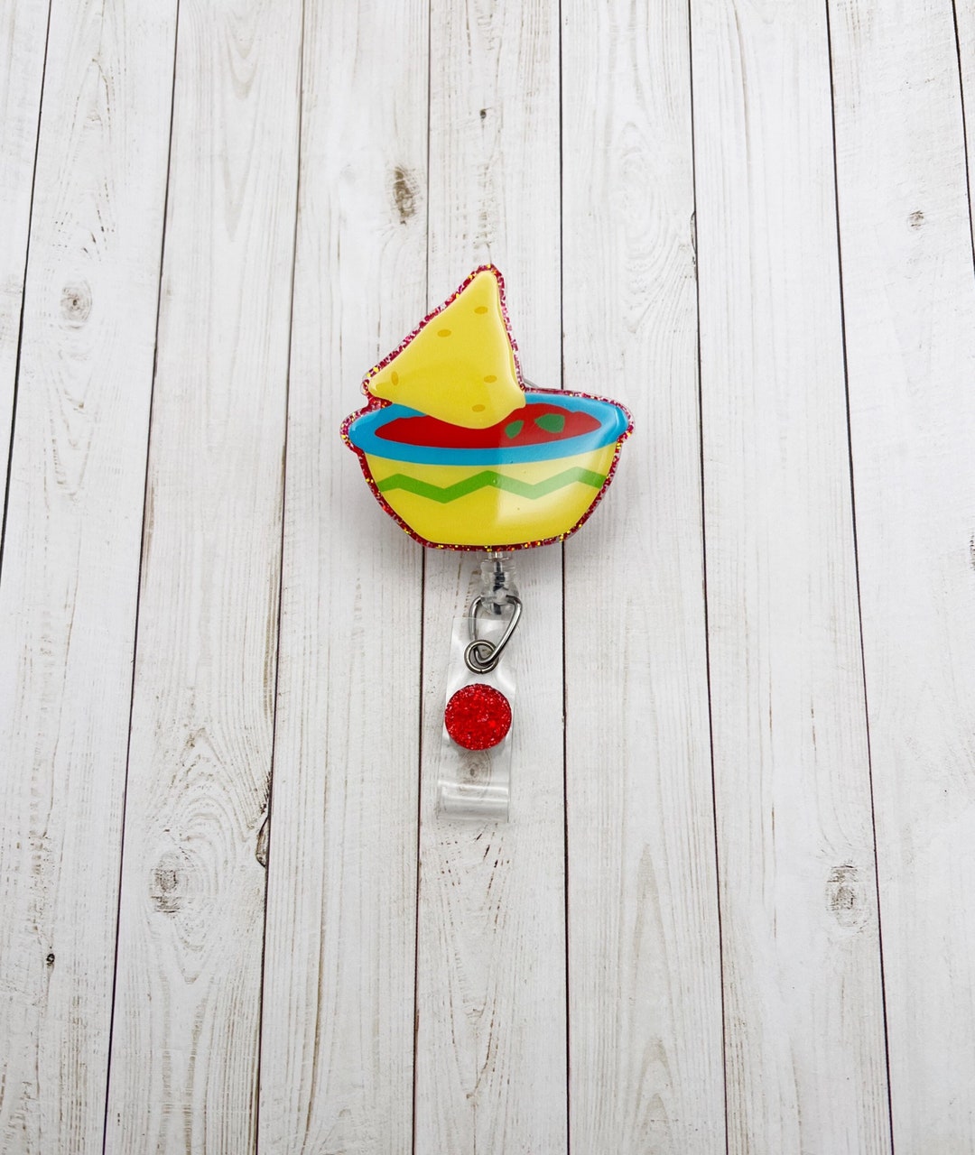 Chips and Salsa Badge Reel | Food Badge Reel | Glitter Badge Reel ...