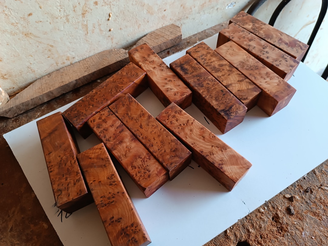 12 Pieces Wooden Thuya Burl Handmade Moroccan Best Wood Thuya Burl Wood ...