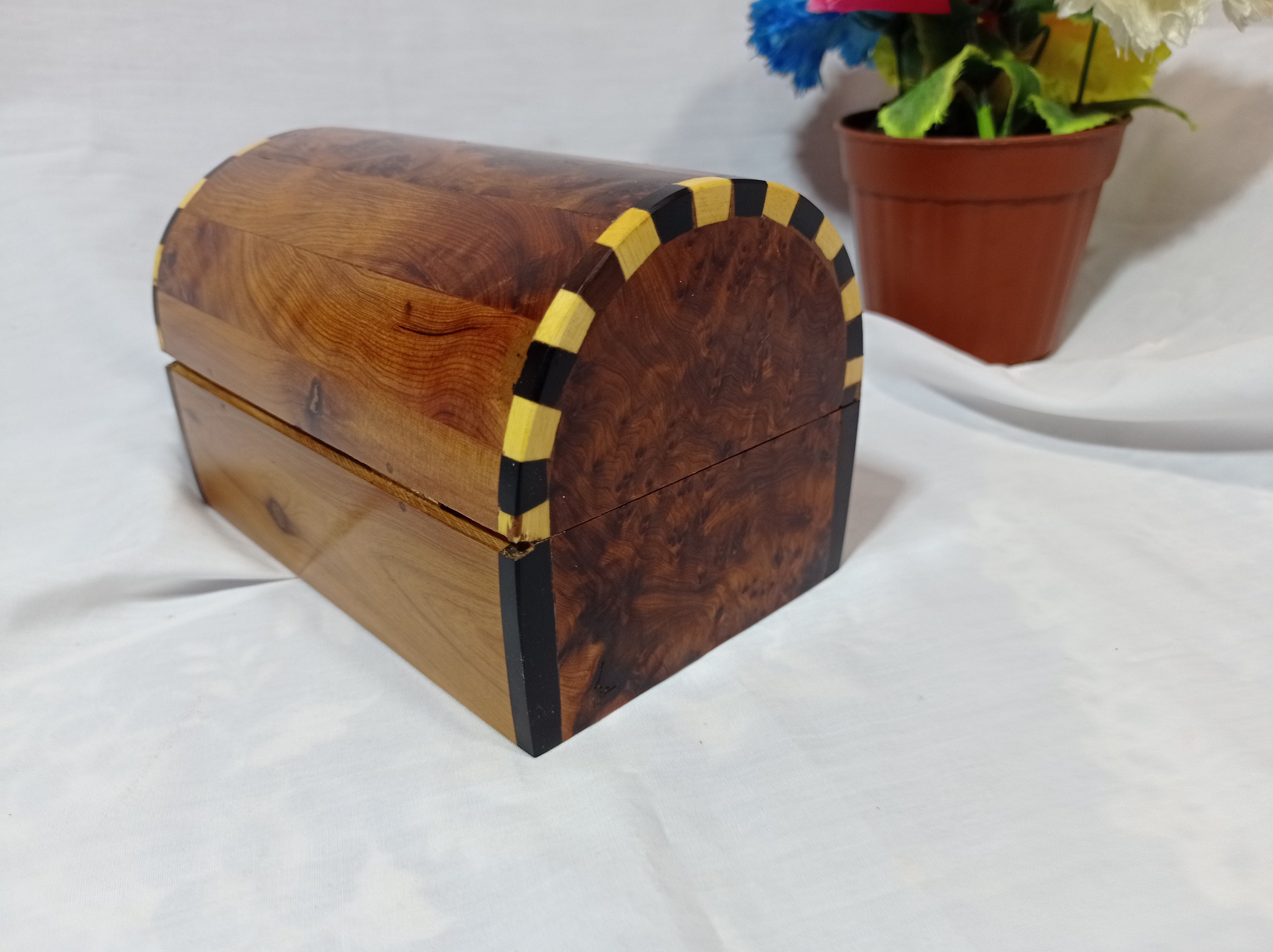 Wooden Jewelry Box Arched Box Shape Made of Thuya Burl | Etsy