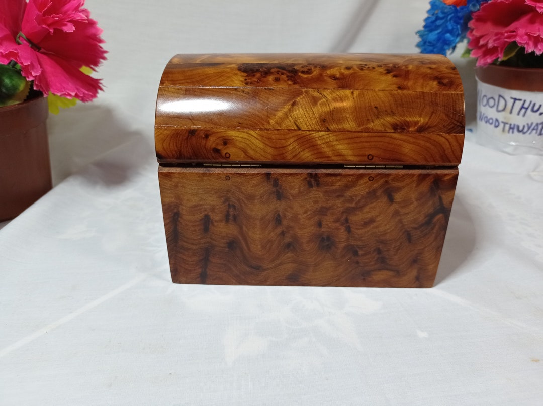 Wooden Jewelry Box, Arched Box Shape, Made of Thuya Burl, Decorated ...