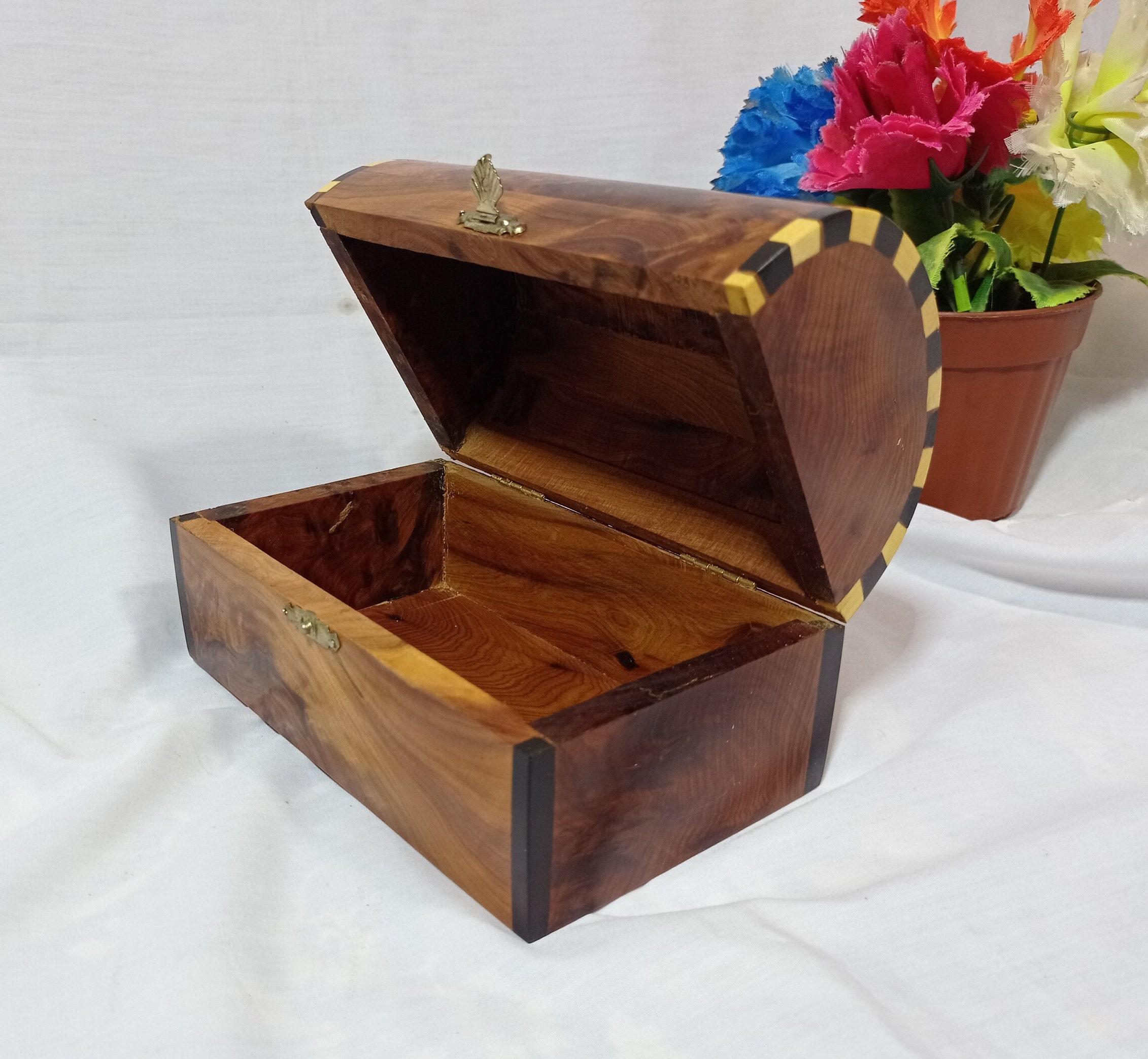 Wooden Jewelry Box Arched Box Shape Made of Thuya Burl | Etsy