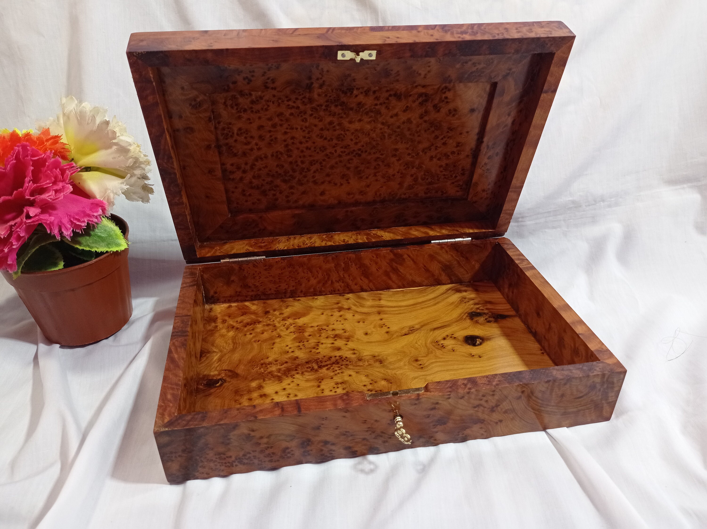 Burl Wood Jewelry Box, Vintage Style Wooden Keepsake Box With Lock - Etsy