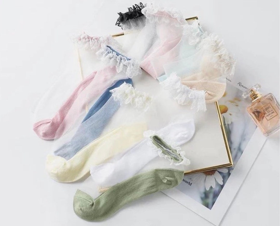 5 Pack Transparent Lace Sheer See Through Spring Summer Cute Fancy Ins ...