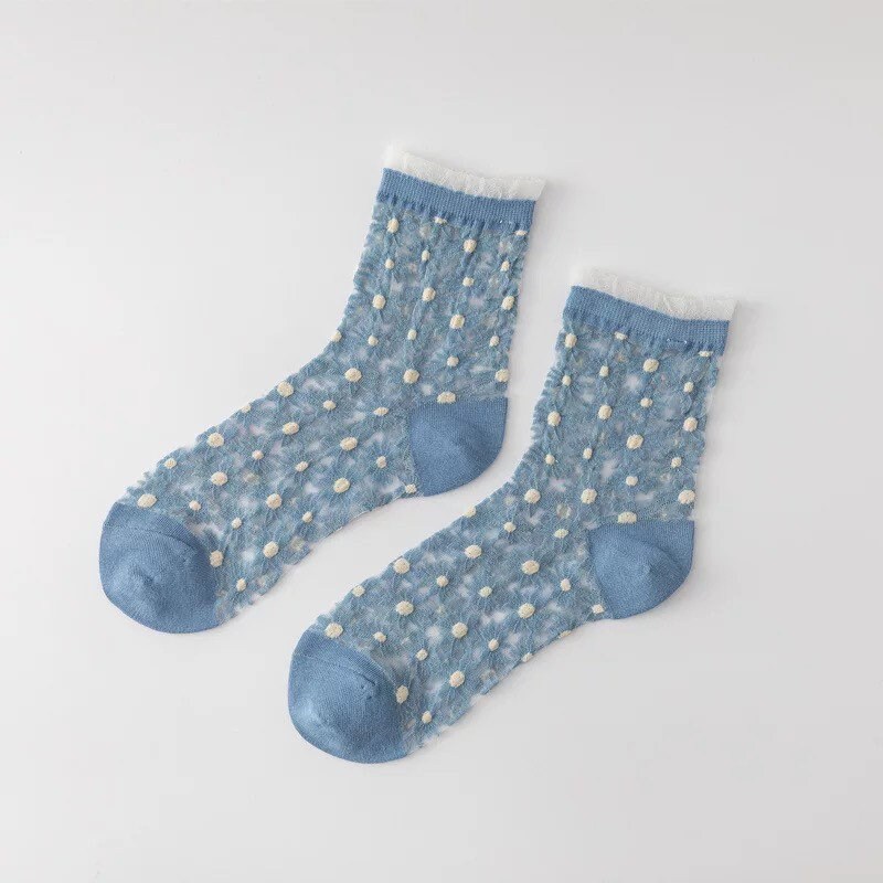 5 Pack Flower Lace Silk Sheet Socks Summer Casual Socks - Etsy