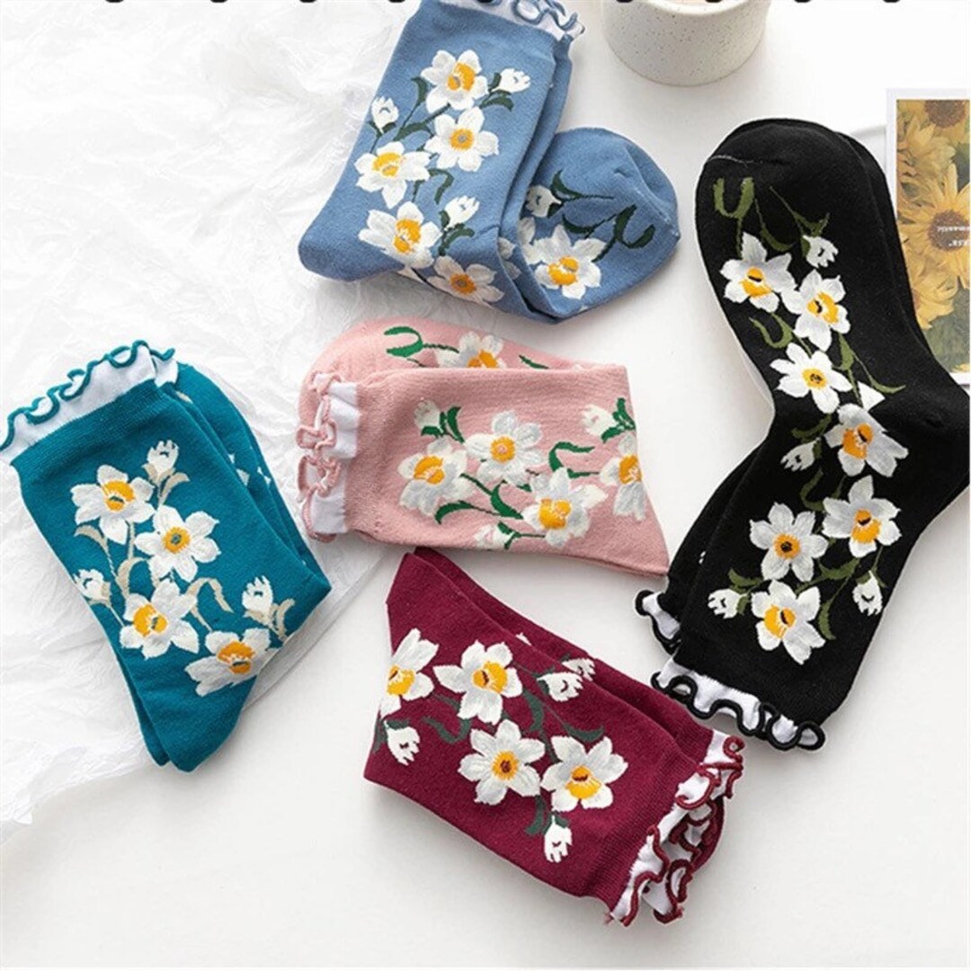 5 Pack Floral Embroidery Fine Print Design Elegant Warm Cotton Womens ...