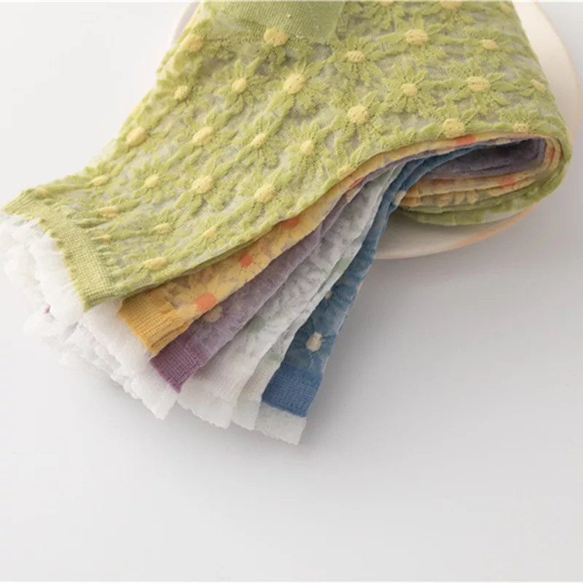 5 Pack Flower Lace Silk Sheet Socks Summer Casual Socks - Etsy