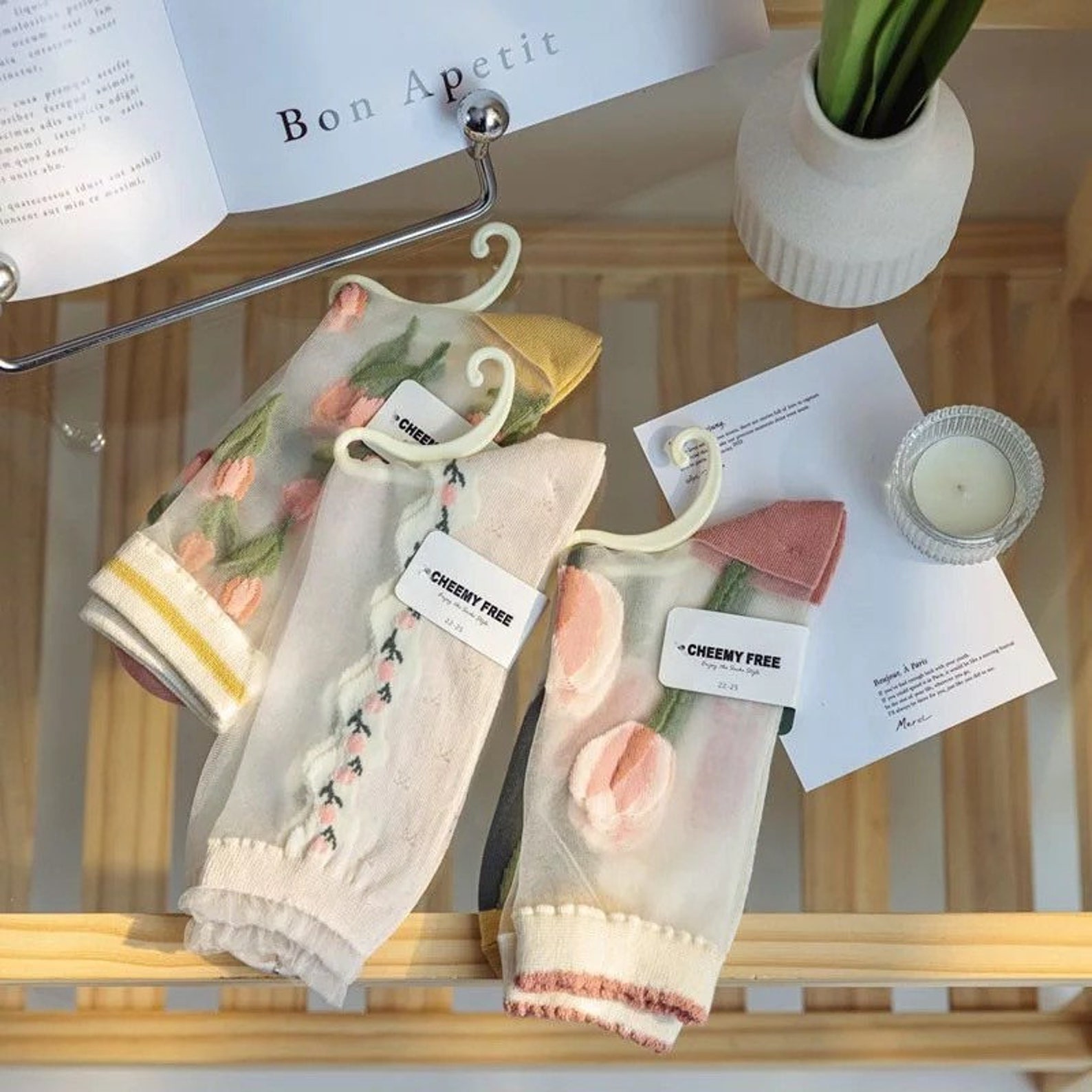 3 Pack Summer Dainty Tulip Sheer Partial Transparent Socks - Etsy