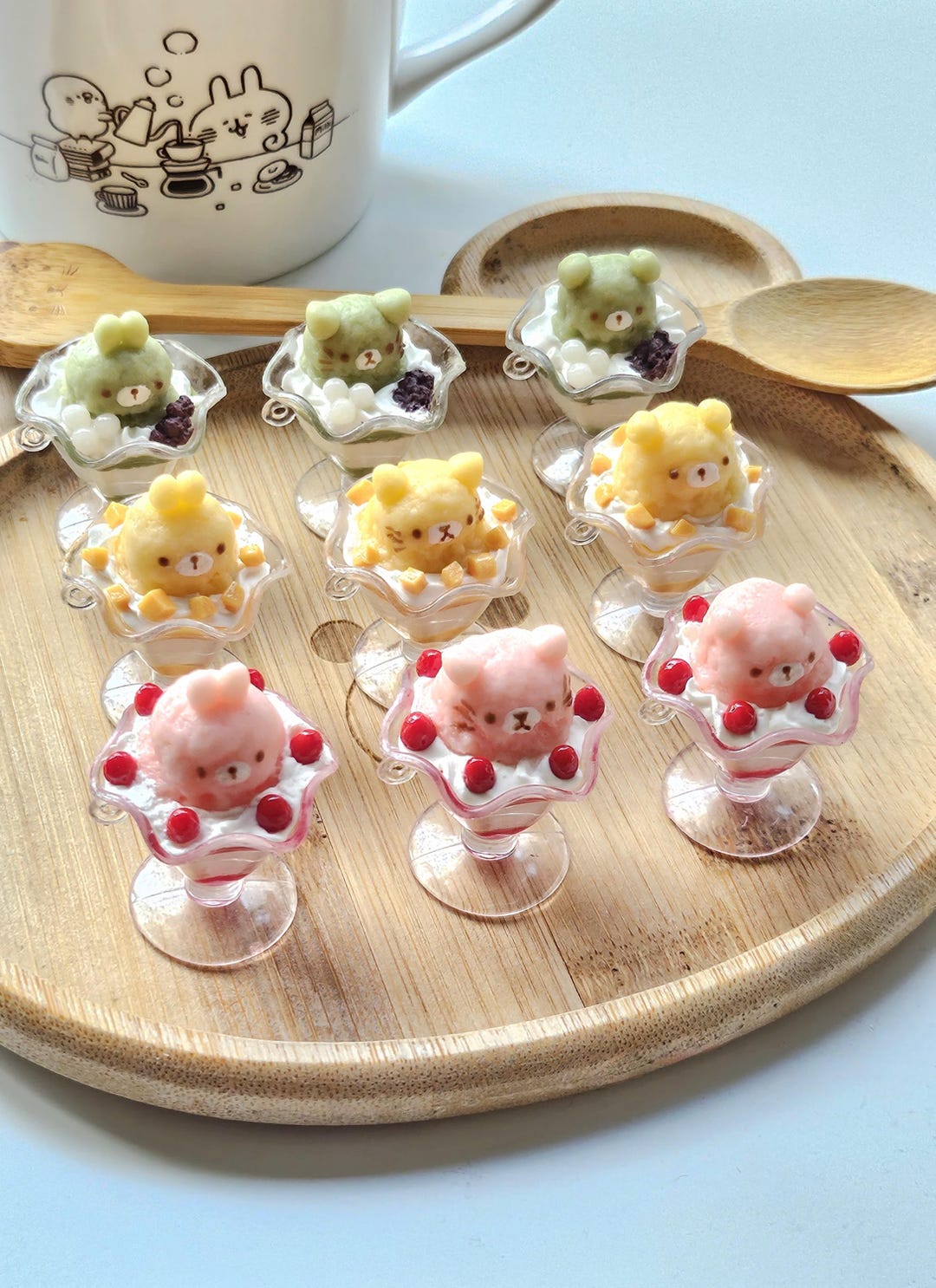 Miniature Clay Animal Parfait Charm Keychain Sweets Deco Fake Sweets - Etsy