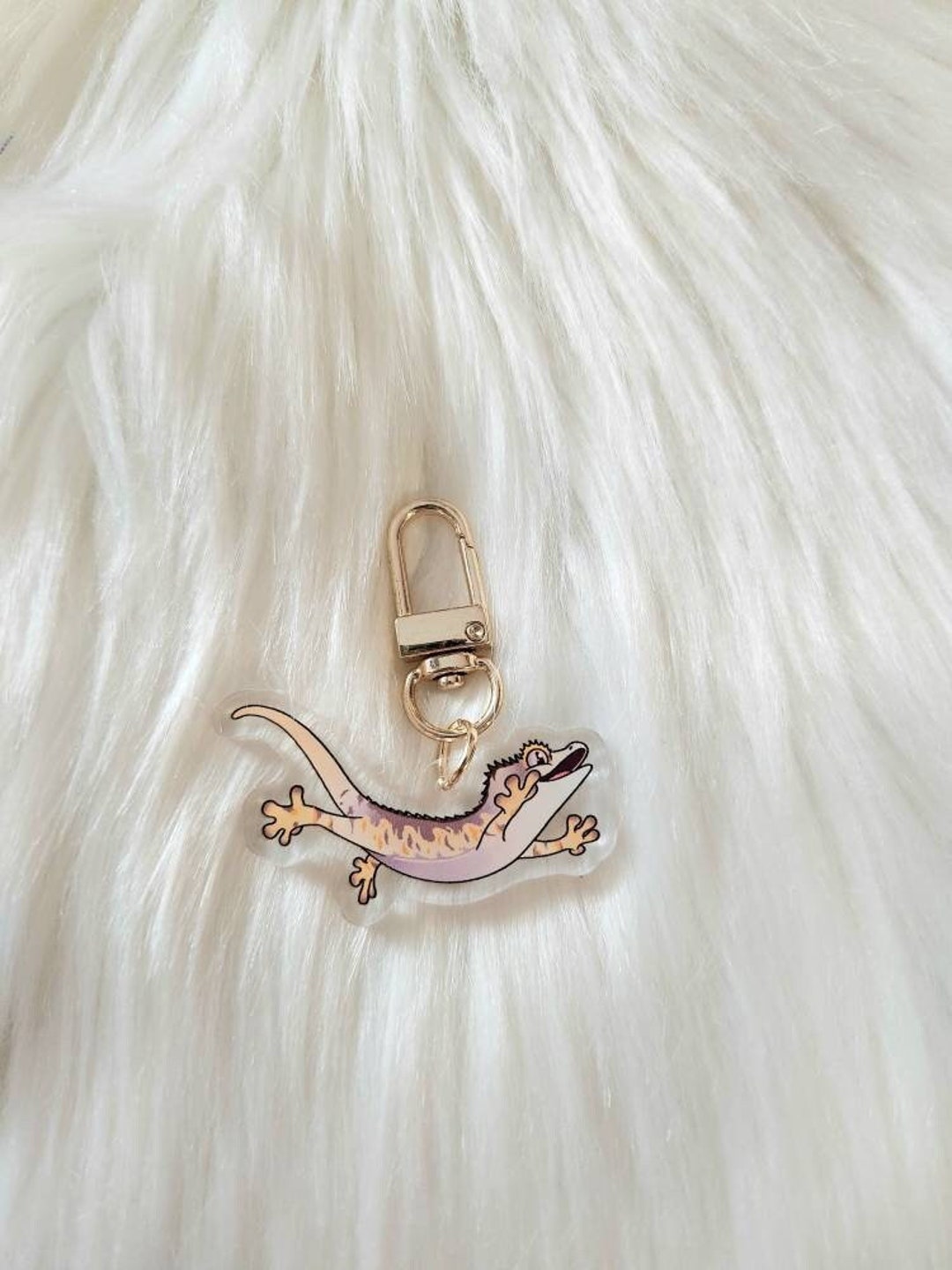 Crested Gecko Acrylic Keychain Reptile Keychain Gecko - Etsy