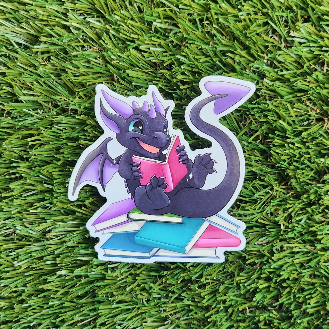 Book Dragon Sticker| Waterproof Sticker | Cute Sticker | Bookish ...