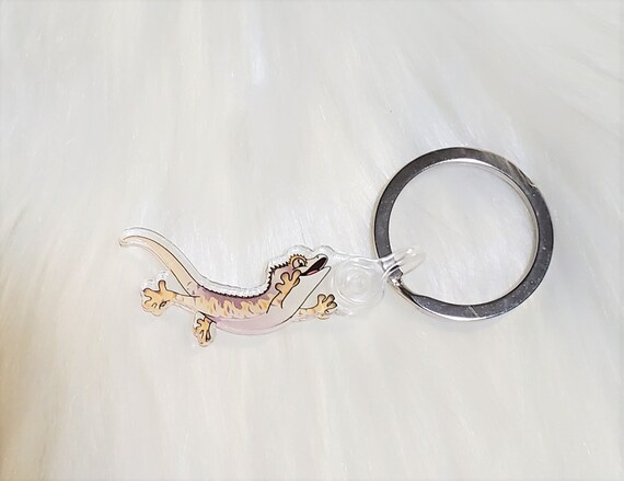 Crested Gecko Acrylic Keychain Reptile Keychain Gecko - Etsy