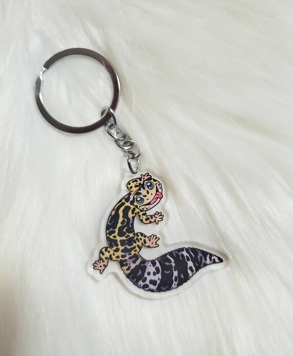 Leopard Gecko Acrylic Keychain Reptile Keychain - Etsy