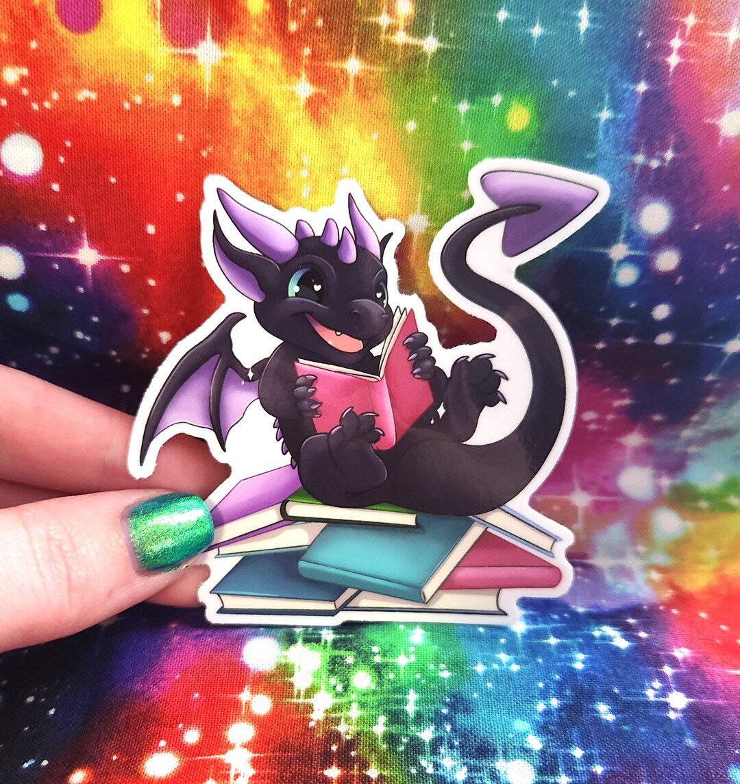 Book Dragon Sticker Waterproof Sticker Cute Sticker Bookish Sticker ...