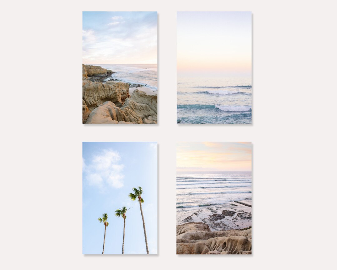 San Diego Sunset Cliffs Print Set, Coastal Photography, Dorm Decor - Etsy