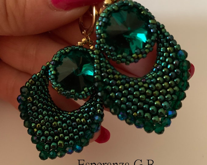 Emerald Feather Earrings Tutorial Beading Tutorial Beading - Etsy