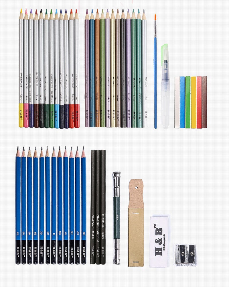 51 - Piece Drawing Black and Color Pencil Sketch Art Set for Artists ...