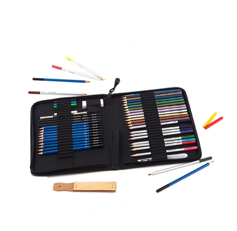 51 - Piece Drawing Black and Color Pencil Sketch Art Set for Artists ...