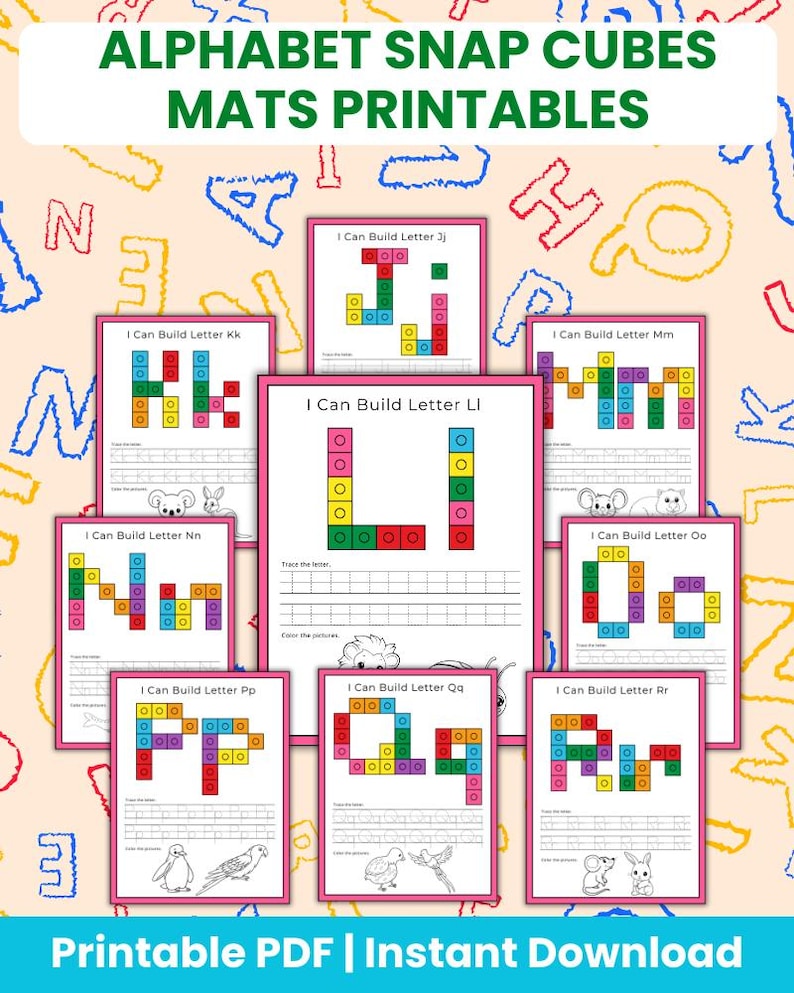 Alphabet Snap Cube Letter Mats (digital Download - 26 Pages) - Etsy