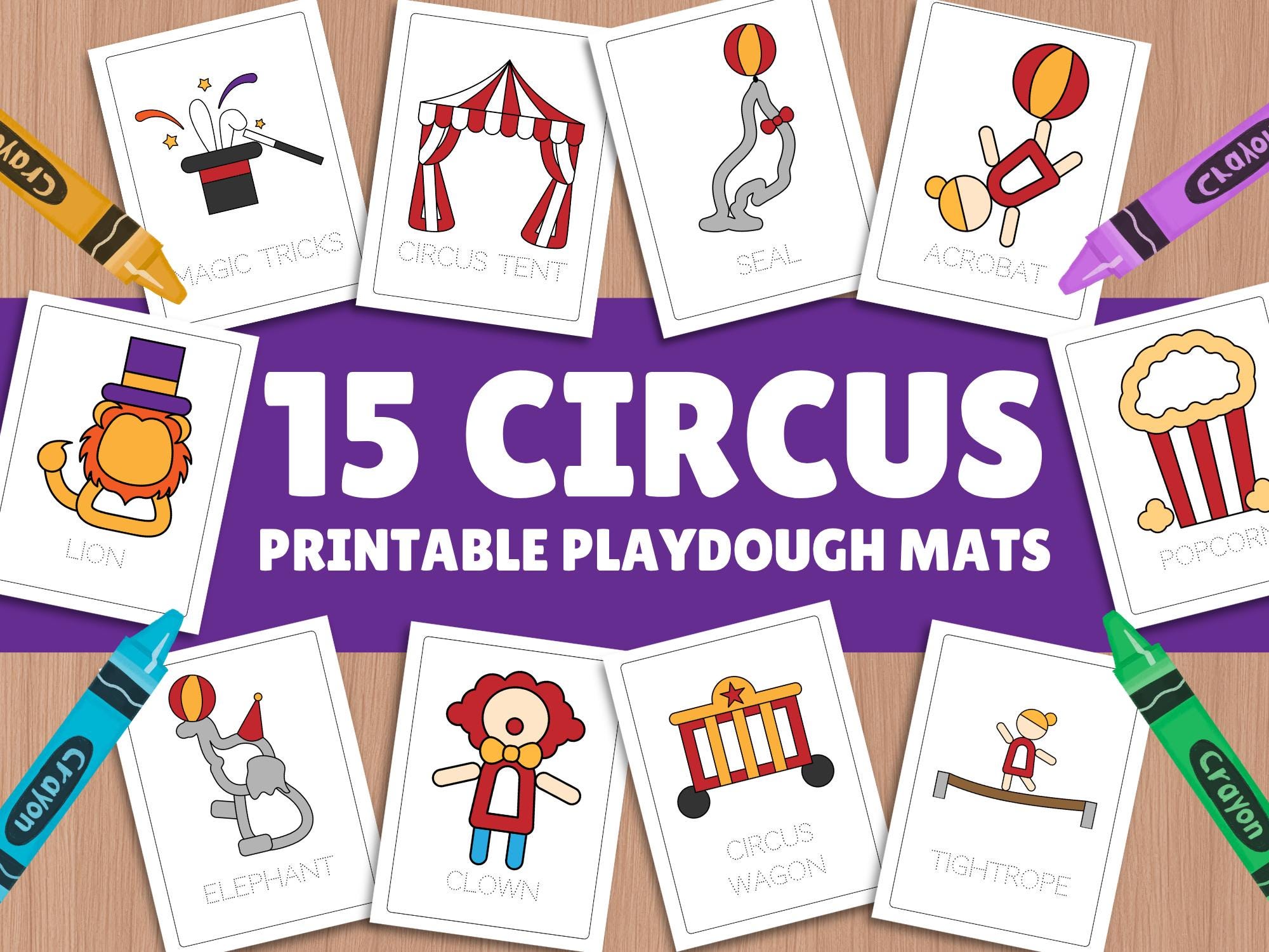 15 Printable Circus Playdough Mats for Kids | Fine Motor Activity ...