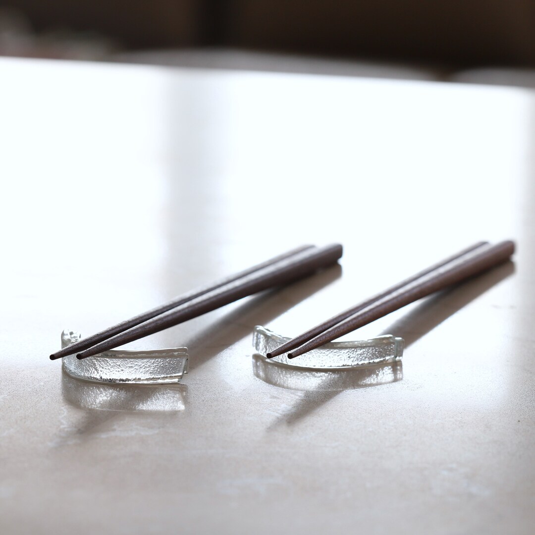 Handmade Clear Glass Fused Japanese Chopstick Rests - Artisan Crafted ...