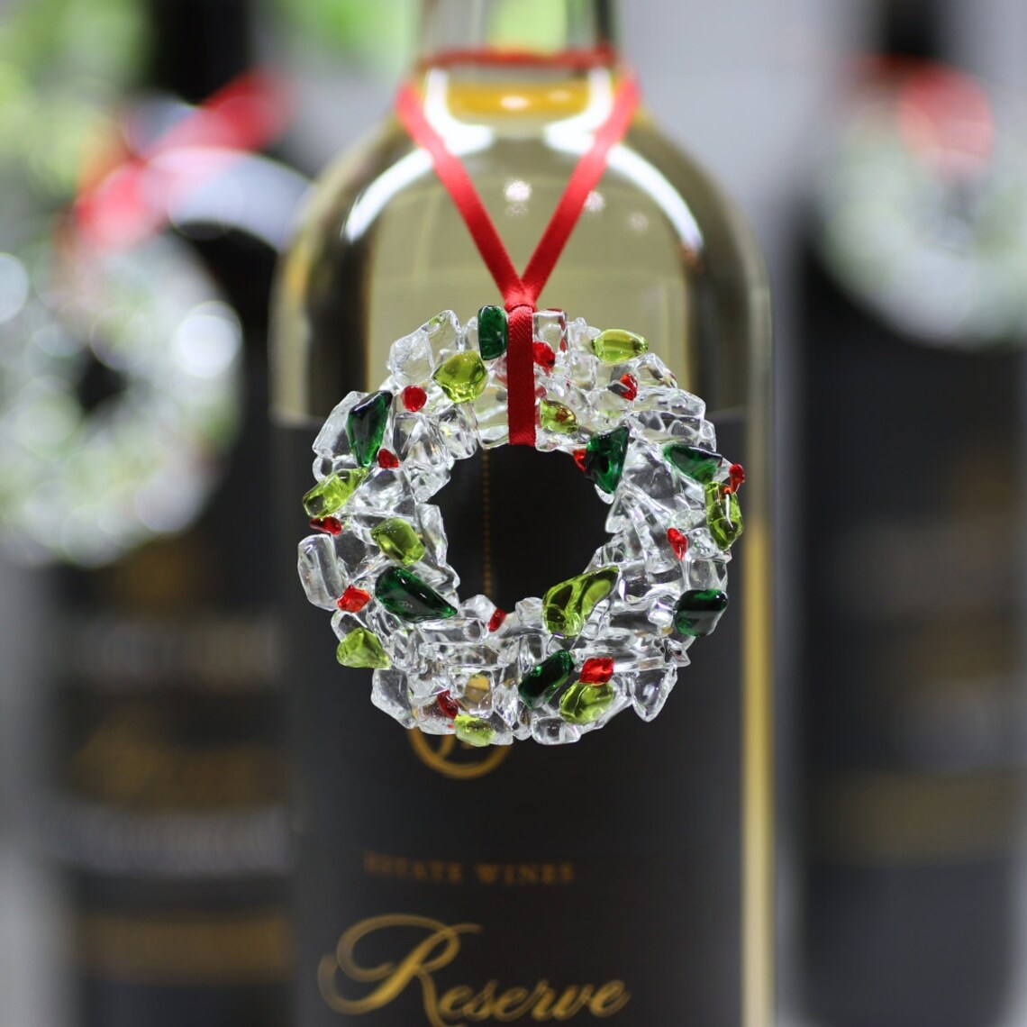 Artglas Winter Wreath. Fused/kiln-fired Glass Ornament. Handmade in ...