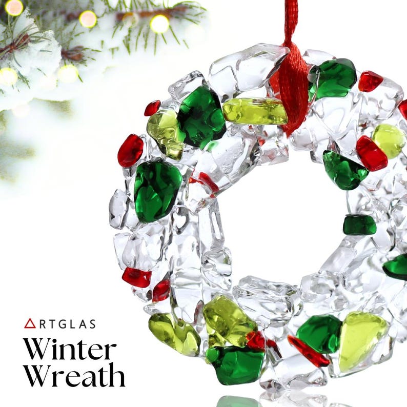 Artglas Winter Wreath. Fused/kiln-fired Glass Ornament. Handmade in ...