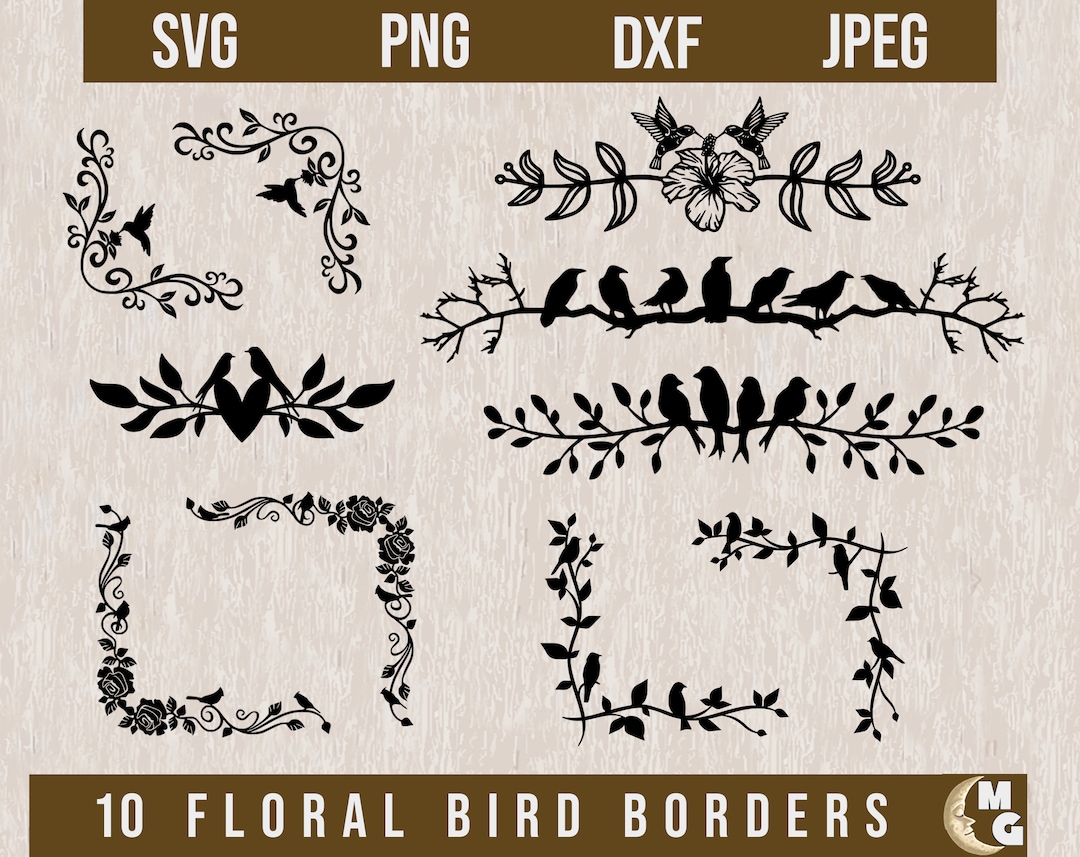 Corner Floral Frame Bundle SVG, Bird Frame Border Svg, Floral Borders ...