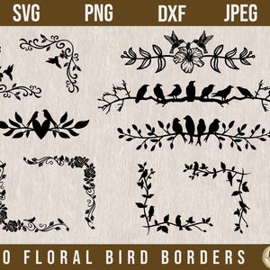 Corner Floral Frame Bundle SVG, Bird Frame Border Svg, Floral Borders ...