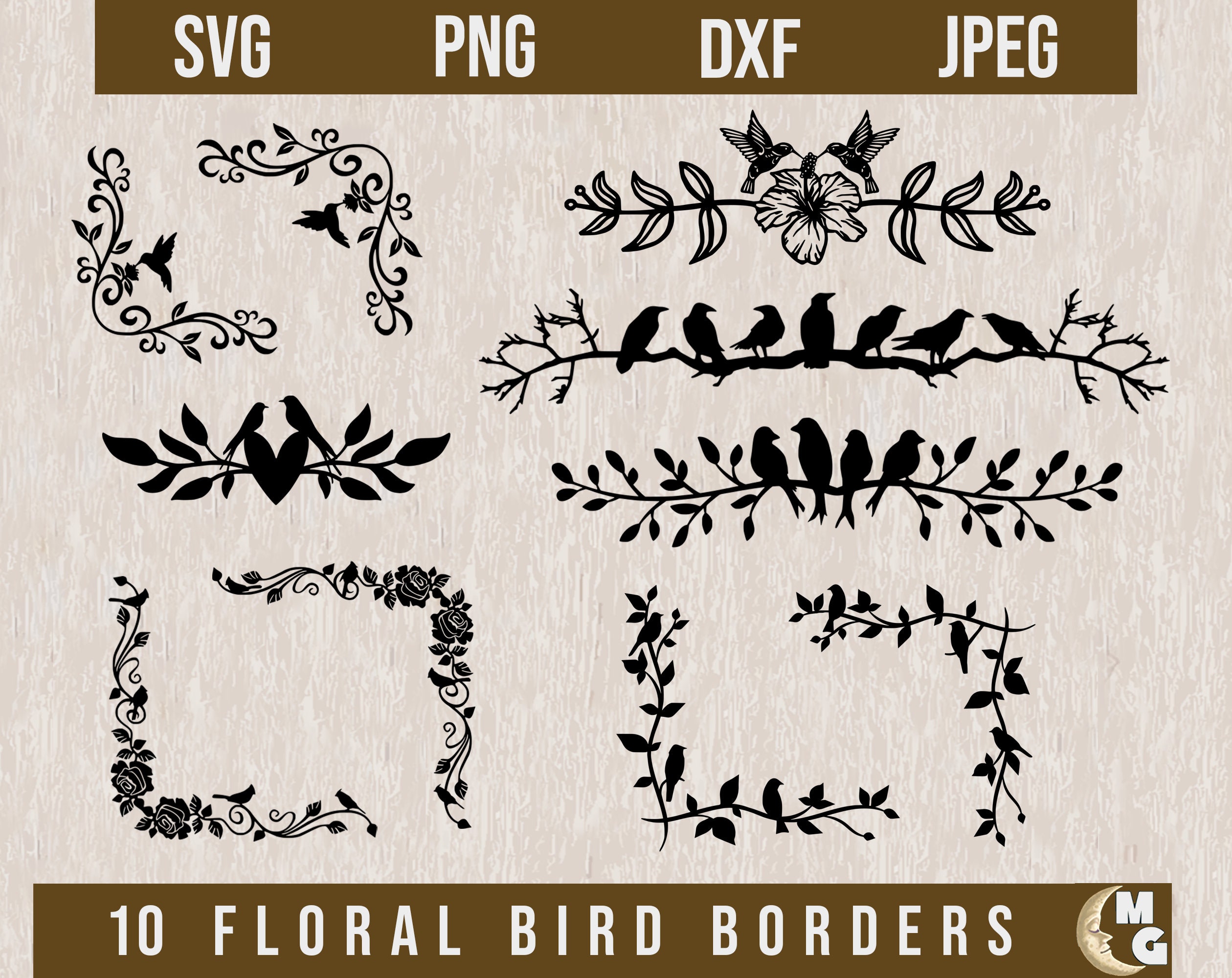Corner Floral Frame Bundle SVG Bird Frame Border Svg Floral - Etsy
