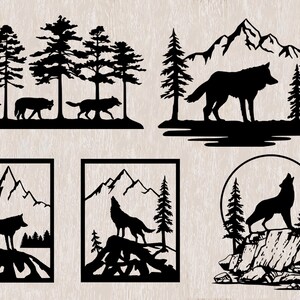 Wolf Scenes Bundle Svg,wolf Svg,howling Wolf Svg,adventure Svg,nature ...