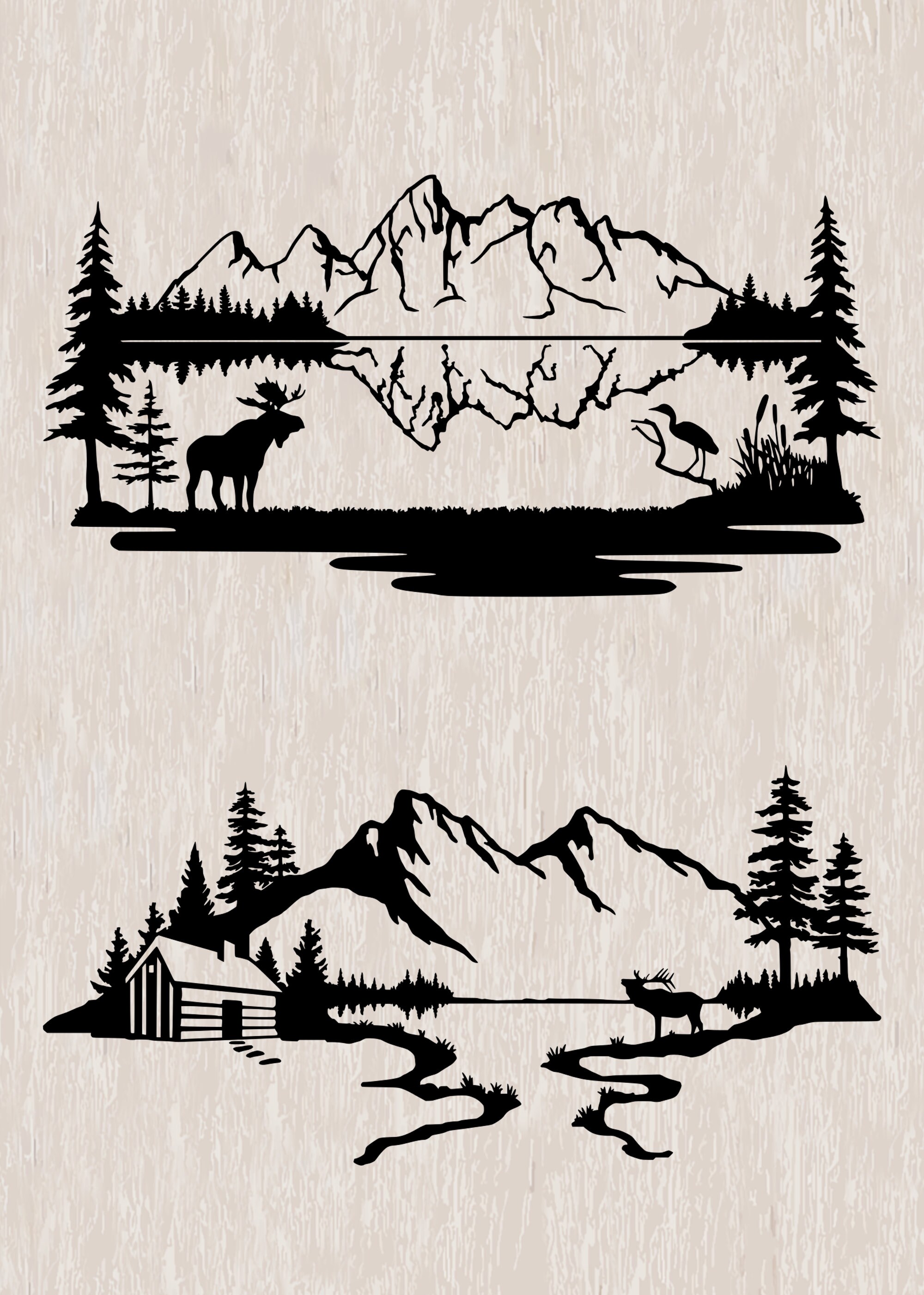 Lake Scene Silhouettes SVG Bundle, Lake Scene Silhouette,lake Life Svg ...