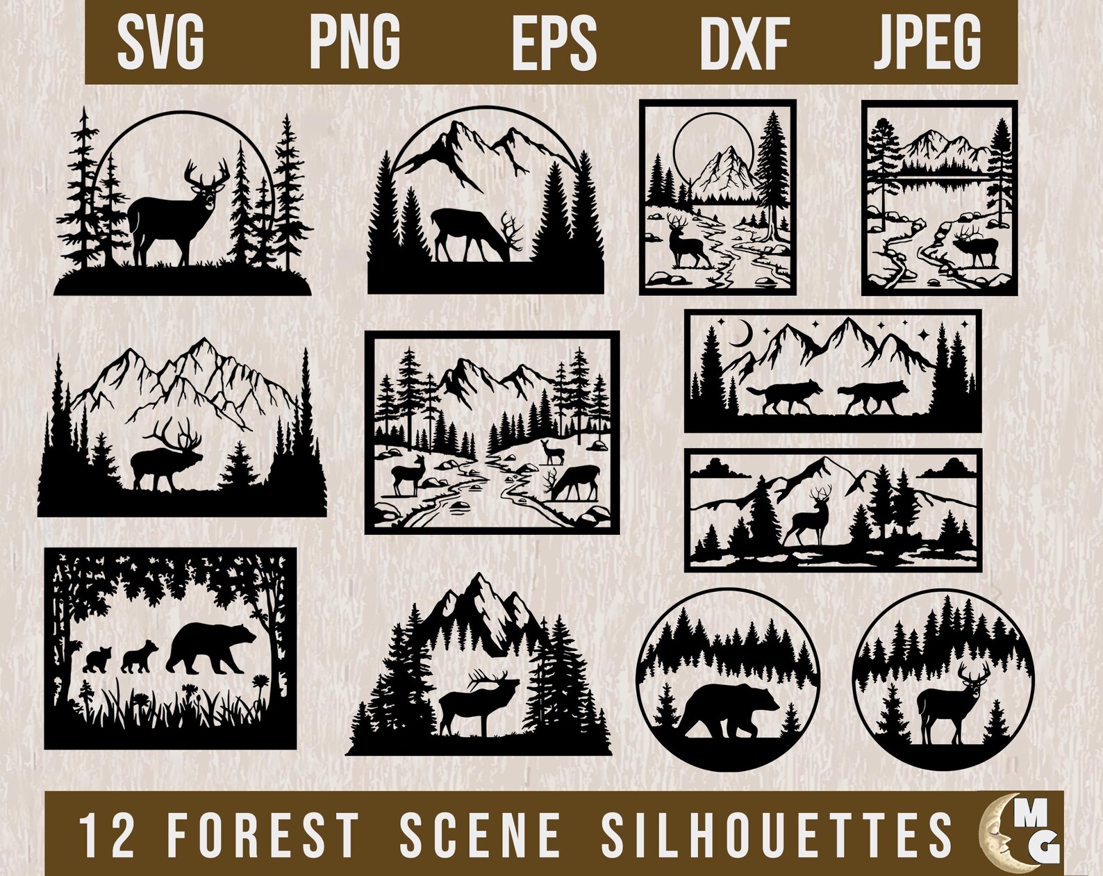 Forest Landscape SVG, Forest Scene SVG, Forest Silhouette Svg ...
