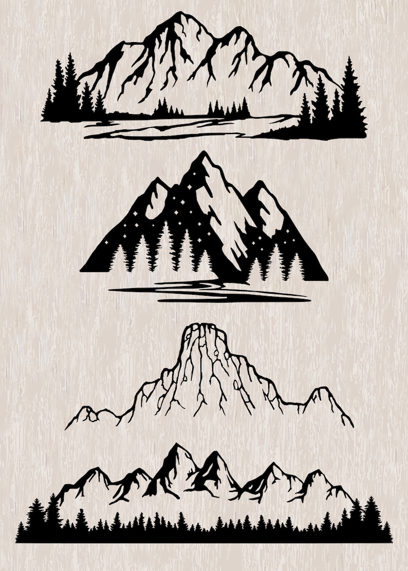 Mountains SVG Bundle, Nature SVG, Landscape SVG, Mountain Silhouette ...