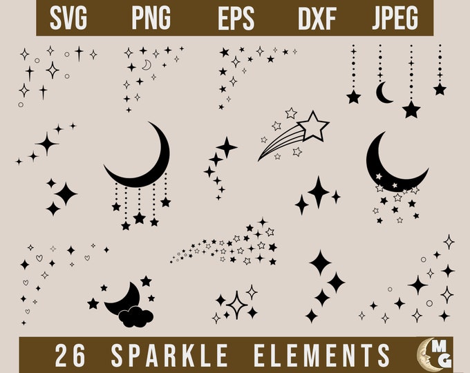 Star and Sparkles SVG, Celestial Svg Files for CRICUT, Astrology Stars ...
